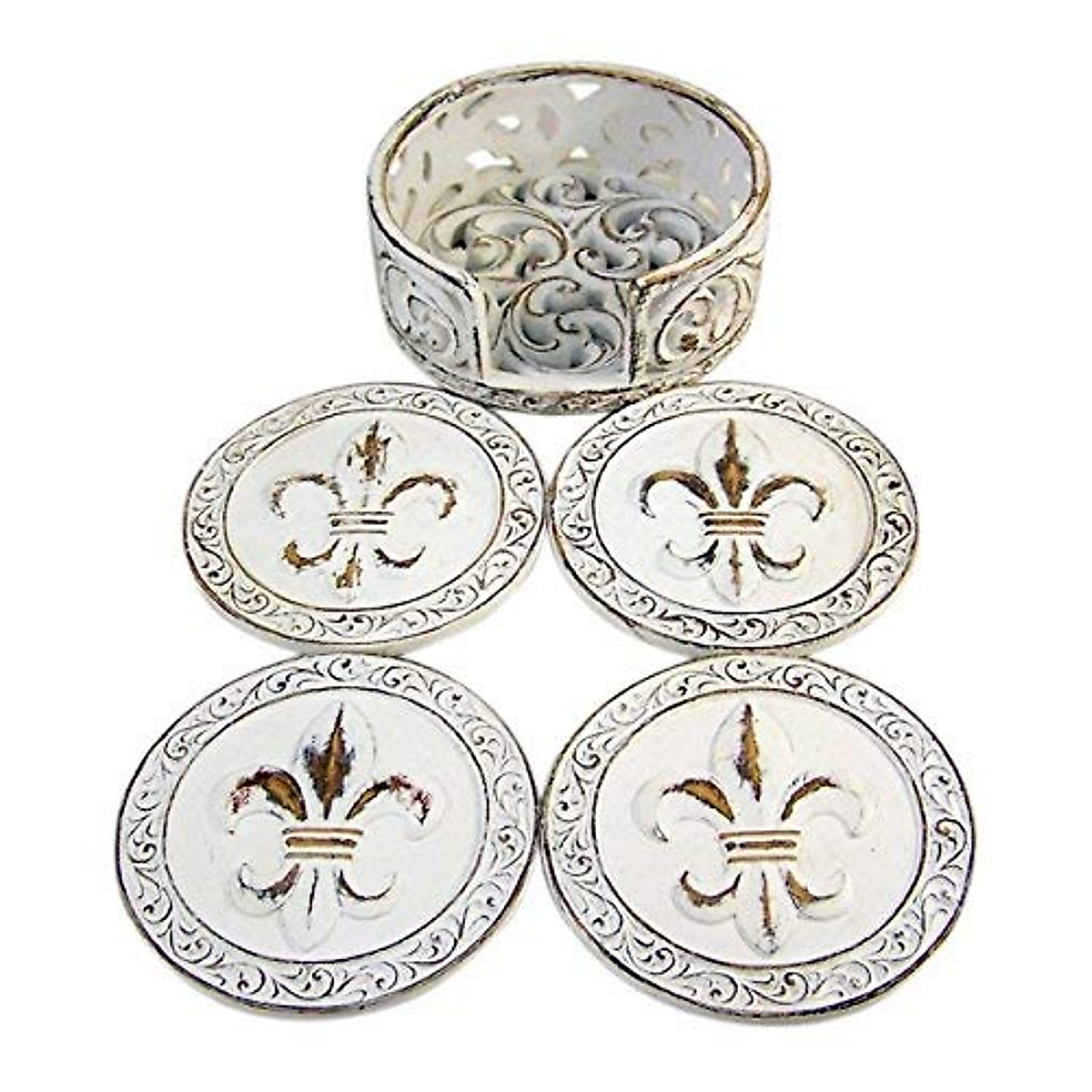 LL Home Fleur De Lis Scrolls 4 Coaster Set