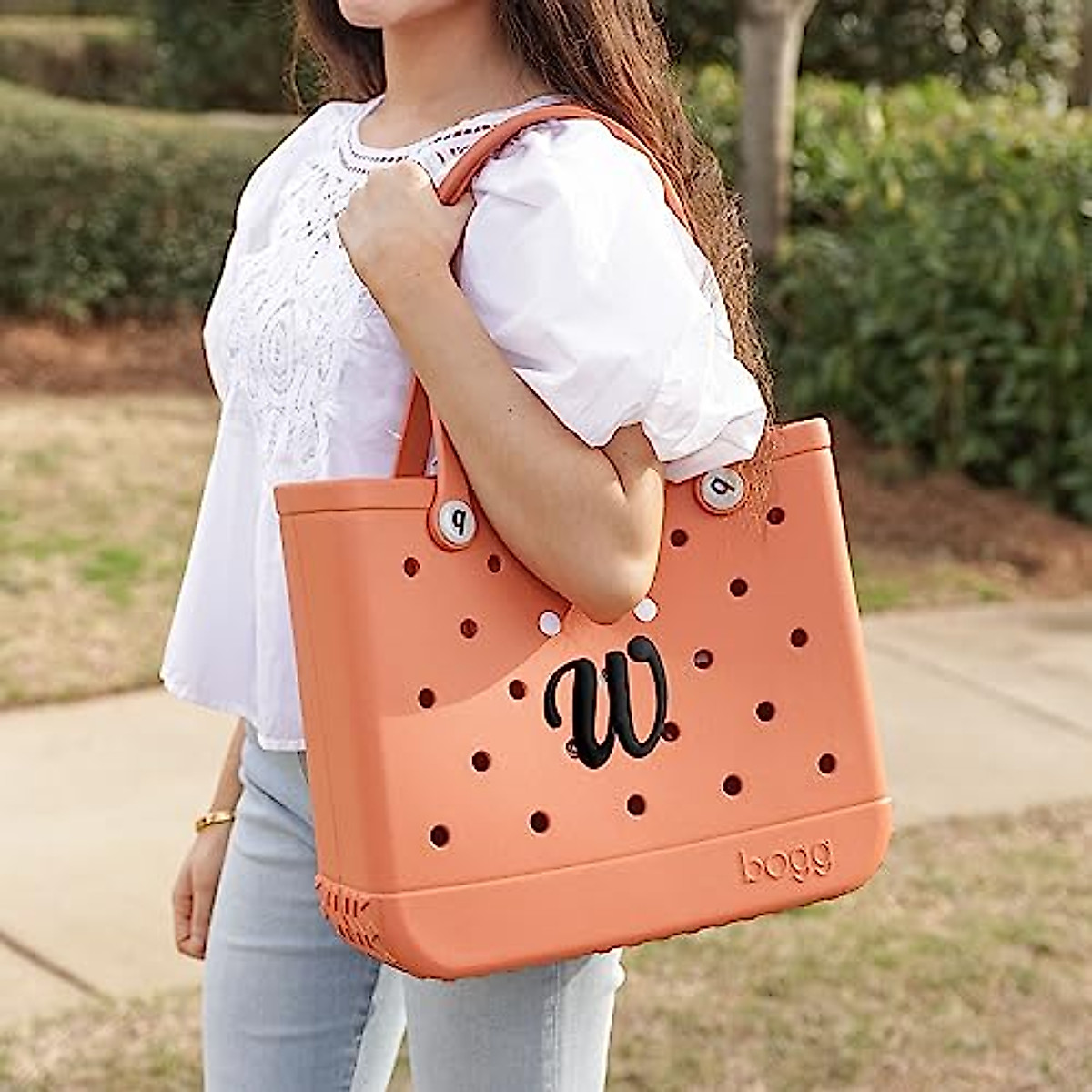 3PCS Letter Charms Compatible with Bogg Bags,2.75 in Large Size Bag Inserts Accessories Decorative Charm for Beach Bag (Black, L)