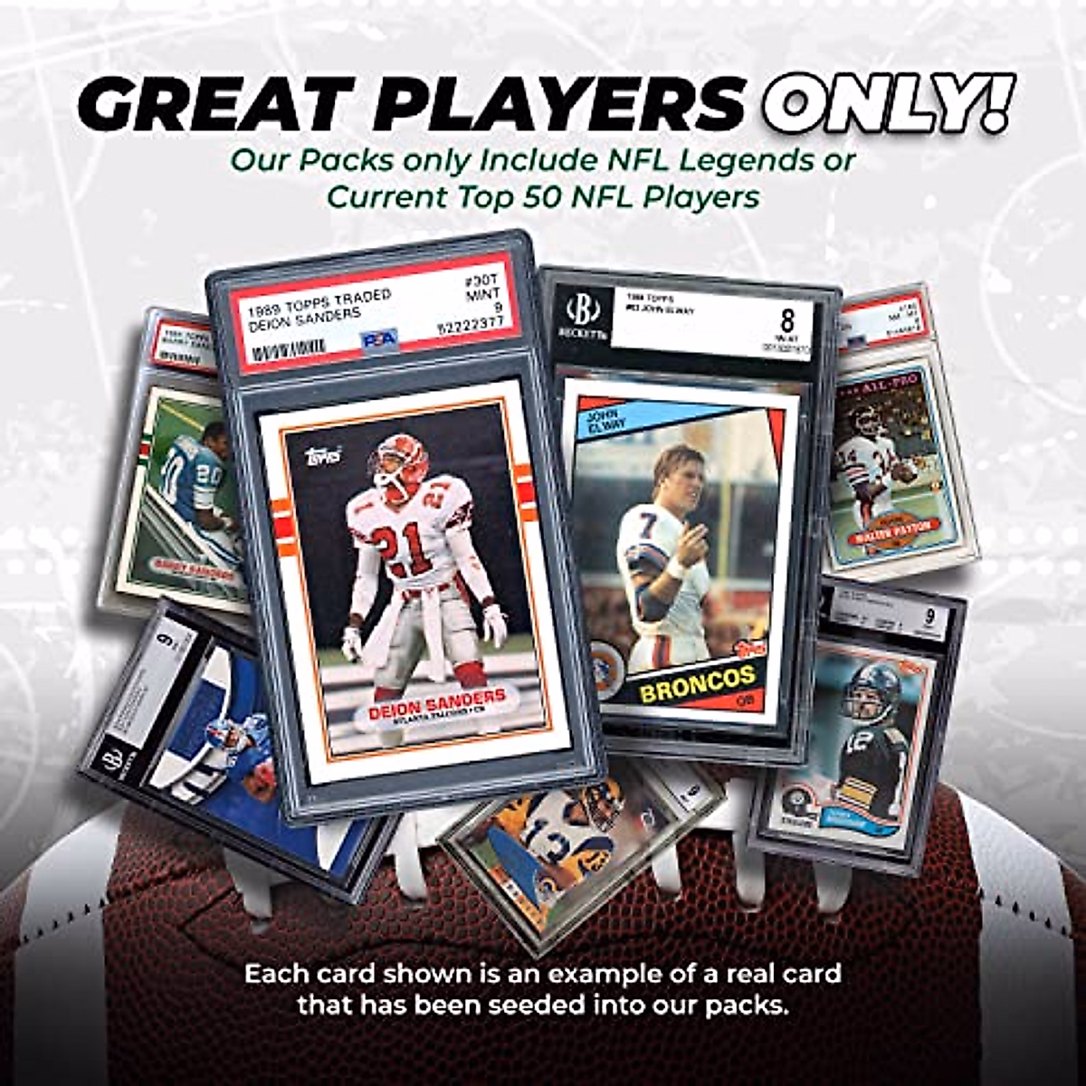 NFL Graded Card Mystery Booster Pack | PSA or BGS Graded Football Card | Grade 7+ Guaranteed | Contains One Graded Vintage, Rookie, Hall of Famer or Current Star Card | by Cosmic Gaming Collections