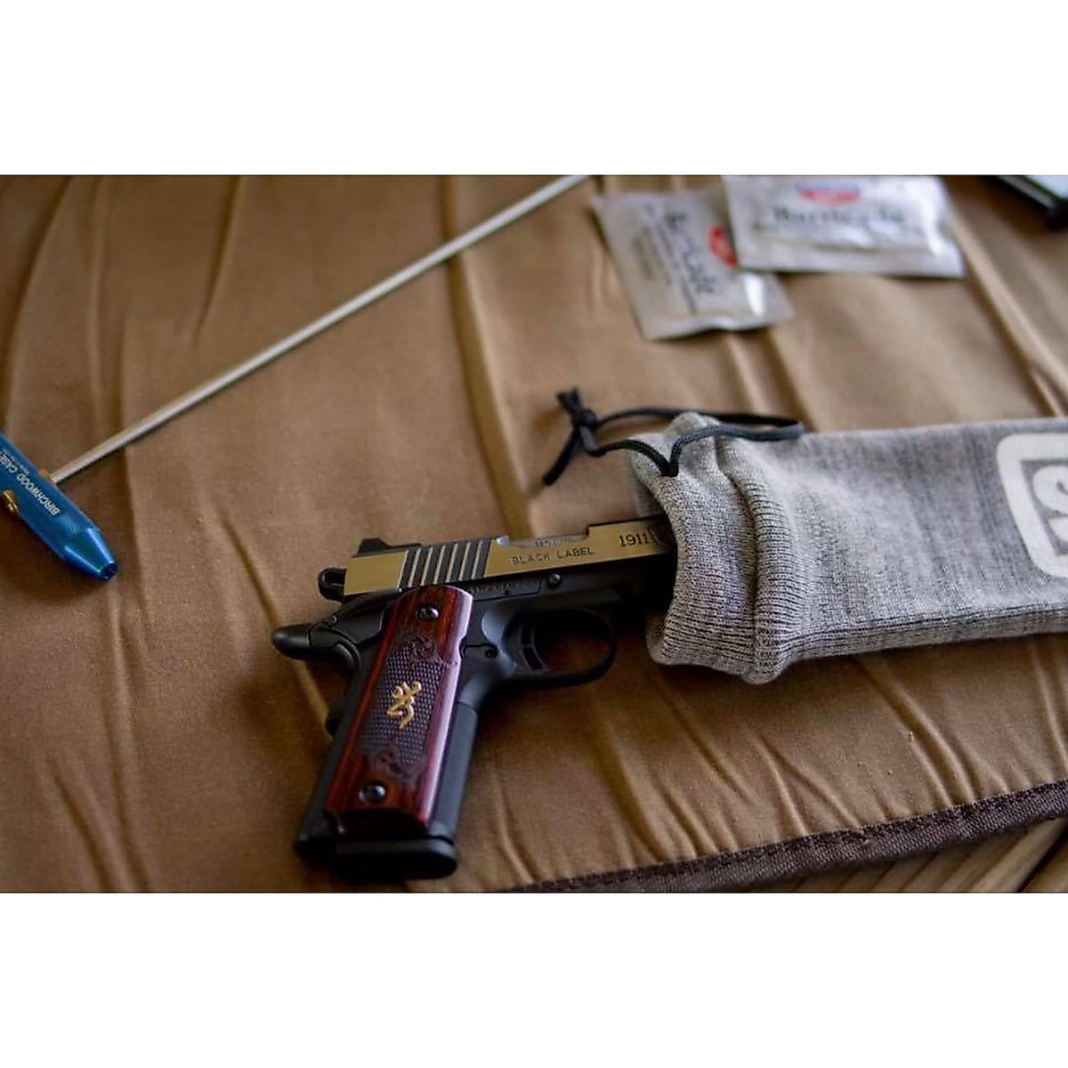 Birchwood Casey SportLock Silicone Gun Sleeve | Durable Silicone-Impregnated Gun Sock for Corrosion, Abrasion, and Scratch Protection - Handgun Size (15" L x 3.75" W),Gray