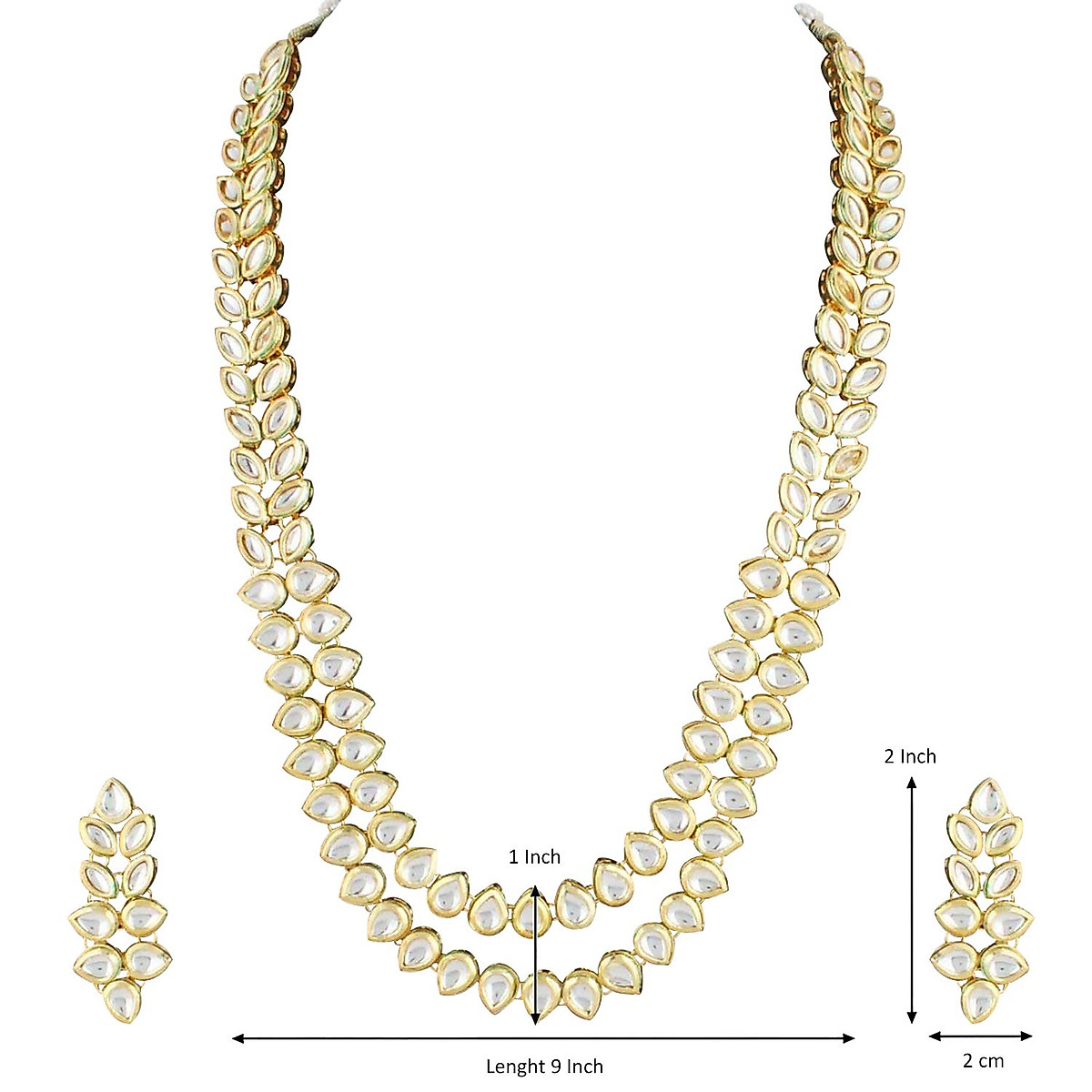 Aheli Fancy Party Wear Long Kundan Necklace With Drop Earring Set Ethnic Traditional Indian Bollywood Stylish Fashion Jewelry Gift for Women Girls White