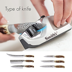 Smith's 51023 Adjustable Diamond Edge Grip Sharpener - Grey - Coarse & Fine Sharpeners - Compact - Stable Non-Slip Base – Pull Through Knife Sharpener