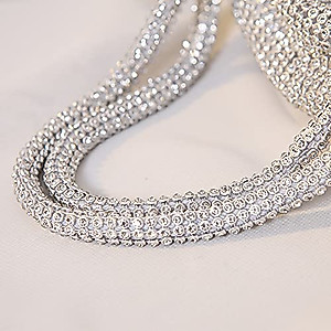 MSUIINT Rhinestone Purses for Women, Chic Sparkly Evening Handbag Bling Hobo Bag Shiny Silver Clutch for Party Wedding, Rose