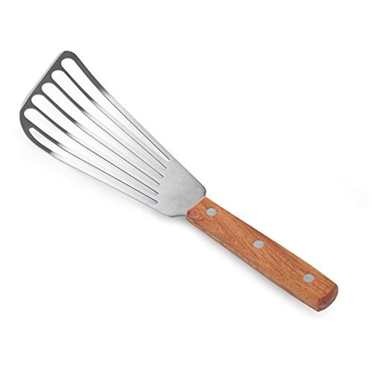 New Star Foodservice 43068 Wood Handle Fish Spatula, 6.5" Blade, Silver