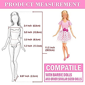 Miunana Lot 34 pcs Random Doll Clothes Shoes Set for 11.5 inch Doll, Includ 10 PCS Boy Doll Clothes + 5 Girl Clothes + 5 Girl Fashion Skirts + 4 Pairs for Boy Shoes + 10 Pairs of Girl Doll Shoes