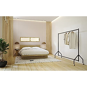 Amazon Basics Heavy Duty Rolling Garment Rack, Hanging Clothes Organizer Rail for Display and Storage, 72 x 60 Inches - Black