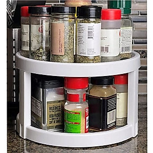 Handy Housewares 10" Diameter 2-Tier Lazy Susan Kitchen & Bath Storage Turntable - Spice Rack, Pantry Oragnizer