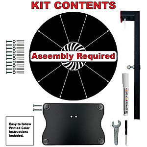 Whirl of Fun 12 inch Black Prize Wheel - Spinning Wheel for Prizes with Stand, 10 Slots, Customize Erasable Dry Erase Surface, Portable, Tools Included, Made in USA