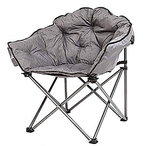 MacSports C932S-129 Padded Cushion Outdoor Folding Lounge Patio Club Chair, Gray