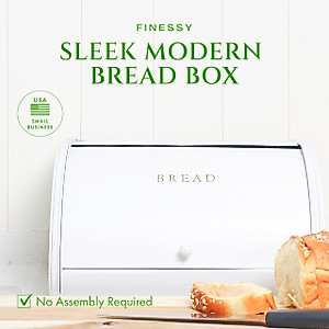 White Modern Bread Box for Kitchen Countertop, Homemade Bread Storage Container Fresh Sourdough Loaf Box for Kitchen Counter, Breadbox for Kitchen Countertop, Bread Holder for Kitchen Counter Keeper