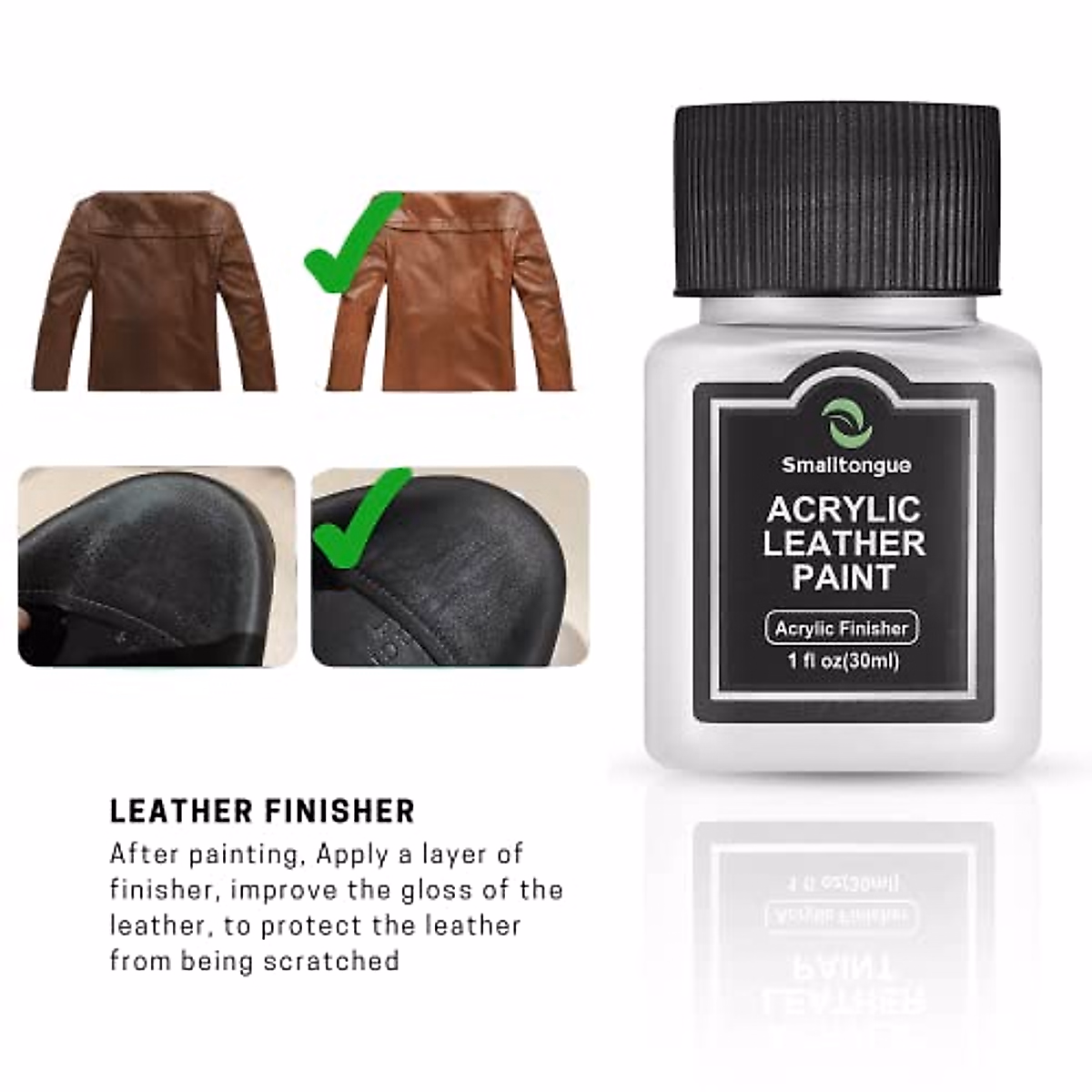 Smalltongue 14 Colors Acrylic Leather Paint Kit for Shoes, Sneaker, Couches, Bags, Car Seat, Acrylic Leather Dye Set with Leather Preparer And Deglazer, Acrylic Finisher for Beginner, Airbrush