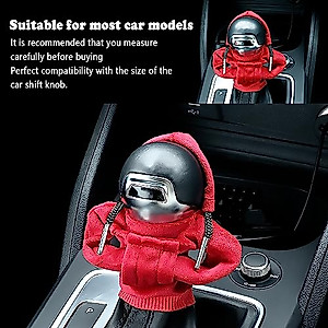 OFBAND Gear Shift Knob Cover,Automotive Interior Accessories Shift Knobs Fashionable Hooded Shirt Car Shifter Knobs Cover Trim,Universal fit Shift knob Cover Car Interior Decor Accessories(Red)