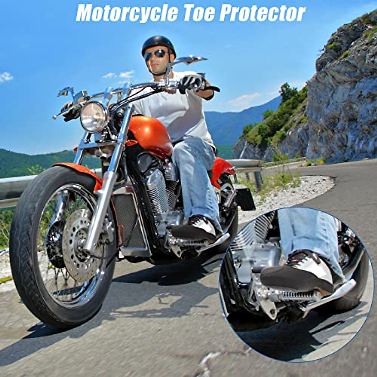 Linkstyle 2PCS Motorcycle Shoe Protector, Motorcycle Gear Shifter Cover Adjustable Protective Boot Shift Guards Pad, Anti-Slip Rubber Motorbike Toe Protector Accessories for Men Women, Black