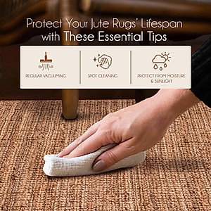 Triangle Weavers Knitted & Tucked Jute Area Rug for Bedroom, Living Room & More - Indoor Area Rug - 3 x 5 Feet - Solid Design - Natural Color