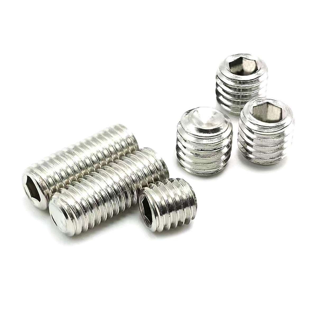 30 Pcs M6x16mm Metric 304 Stainless Steel Hex Socket Set Flat Point Grub Screws Silver Tone for Towel Rack Door Knob （M6x16mm）