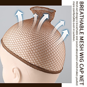 FANDAMEI Mesh Wig Caps Net, 4PCS Wig Caps Mesh Net Open End, Dark Brown Wig Cap for women, Nylon Mesh Wig Caps Net, Strength Wig Cap Dark Brown