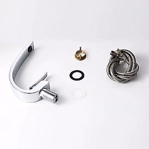 Homary 1-Handle Bathroom Sink Faucet with Pop Up Drain One Hole Deck Mount Curved Lavatory Faucet Mixer Tap, Solid Brass Chrome