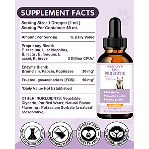 Probiotics for Dog | 60ML Liquid Probiotics for Dogs Support Gut Flora, Digestive Health & Diarrhea| Dog Digestive Enzymes & Prebiotics | Dogs Probiotics Allergies & Itchy Skin Relief | Roast Chicken