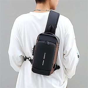 Anti-theft Sling Bag Waterproof Backpack with USB Charging Port,Combination Lock Sling bag suit for 7.9 inch Ipad,Casual Daily Sling Bag (Black-2)