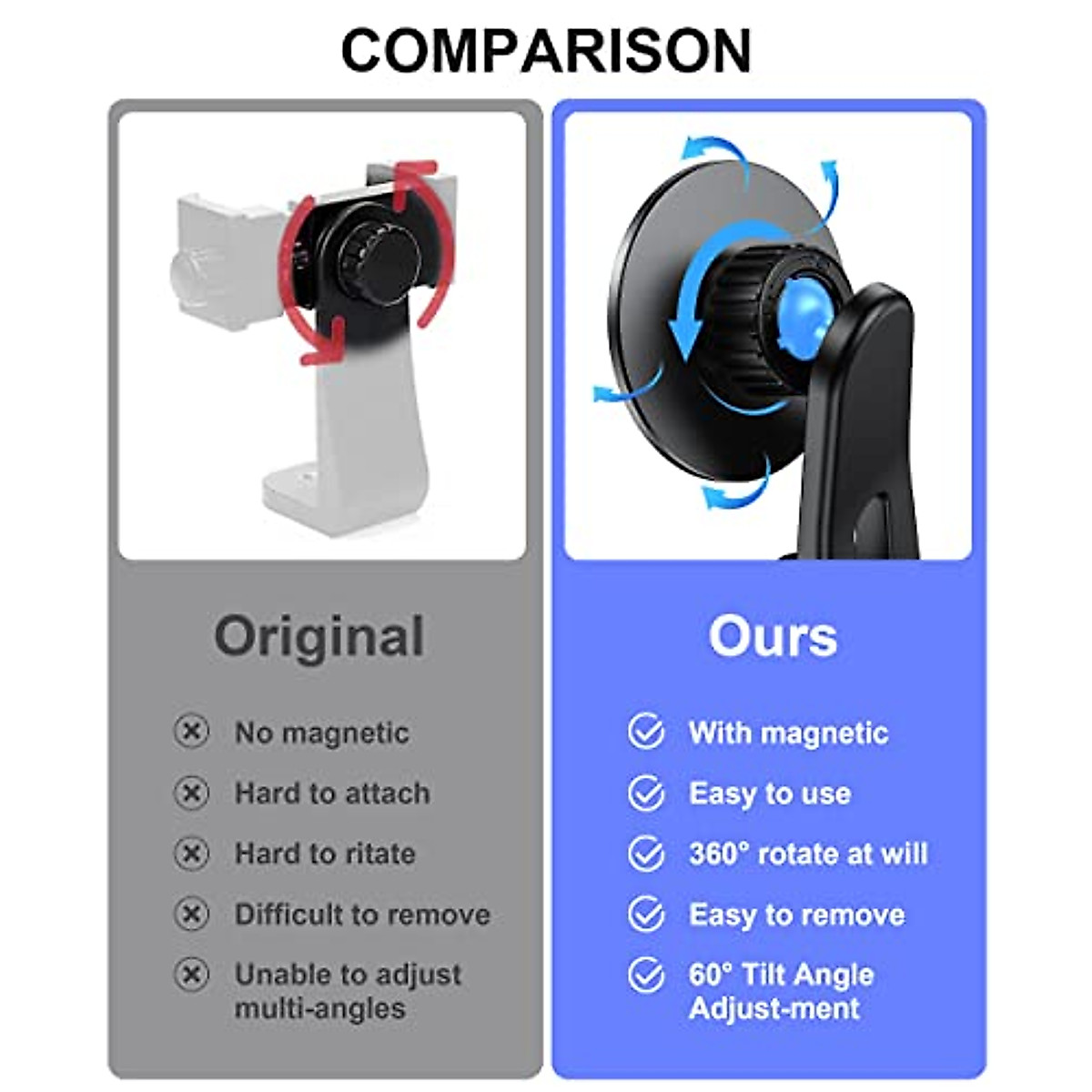 UBeesize Magnetic Tripod Mount Adapter,Universal Phone Tripod Mount for Fill Light Tripod,iPhone Tripod Holder for Magsafe iPhone 14 13 12 Pro Max Plus, MagSafe Case & All Phones