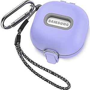 QIUDAOY 3in1 with Lock for Samsung Galaxy Buds Pro 2 Case/Galaxy Buds Pro Case/Galaxy Buds 2 Case/Galaxy Buds Live Case,One-piece Hard Shell Protective Cover with Lanyard/Keychain Accessories (Purple)