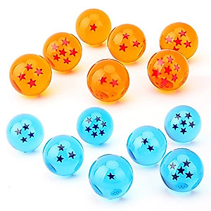 Hovico 7pcs 42 MM Collectible Crystal Acrylic Resin Glass Ball with Gift Box Dragon Transparent Play Balls (Blue)