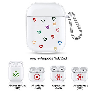 Case for Airpod Case 2nd Generation,Airpod Case Cute 1st Generation,Heart Cute Airpods Case,Clear Kawaii Airpod Case Cute Cover with Keychain for Women Girls (Mixed Heart 1st/2nd Case)