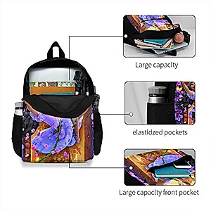 Fashion Backpack Large Capacity Laptop Backpacks Lightweight Travel Bookbag Women Adjustable Shoulder Strap Daypack Black One Size