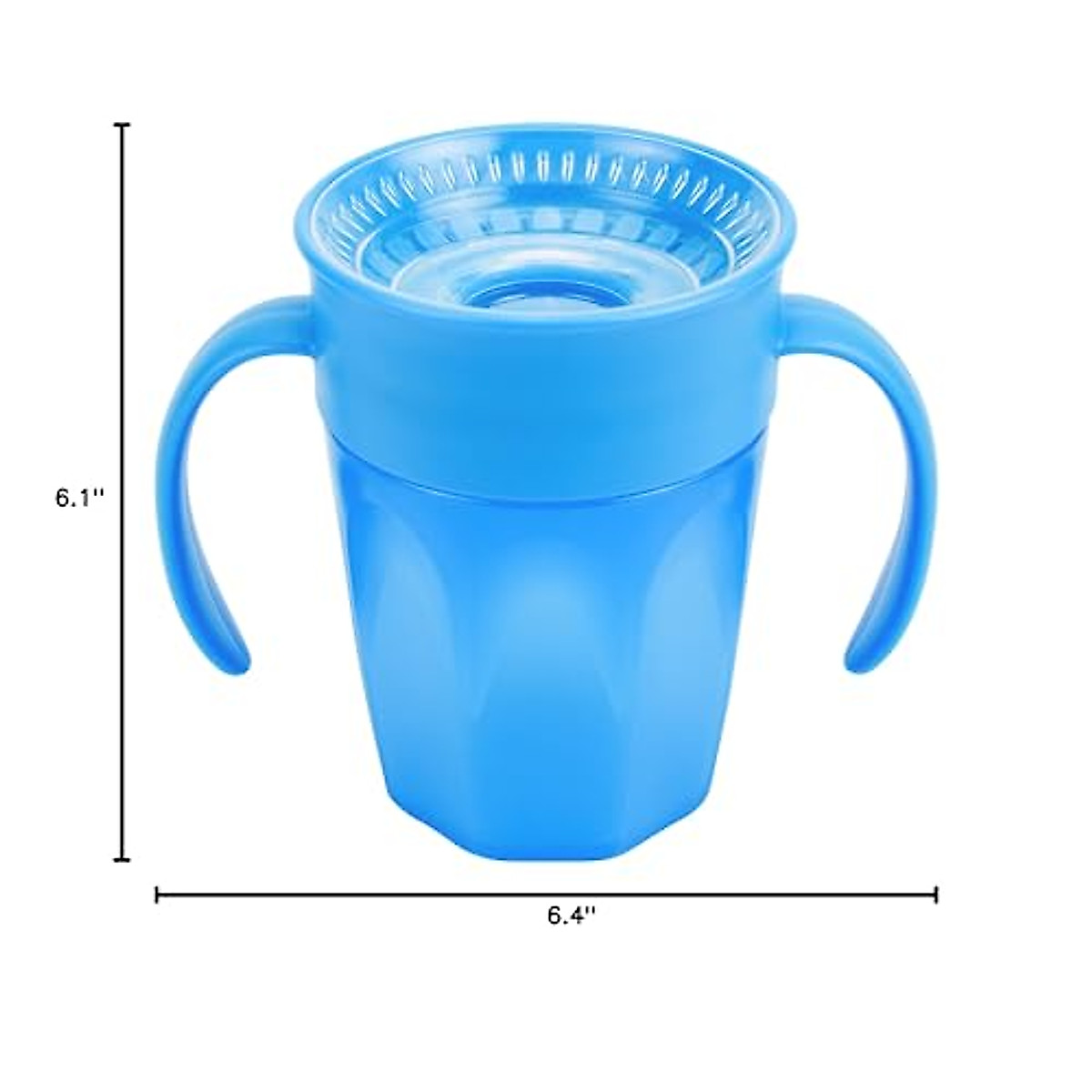 Dr. Brown's Milestones Cheers 360 Cup Spoutless Transition Cup with Handles for Easy Grip & Leak-Free Learning, Blue, 7oz/200mL, 6m+ (Colors May Vary)