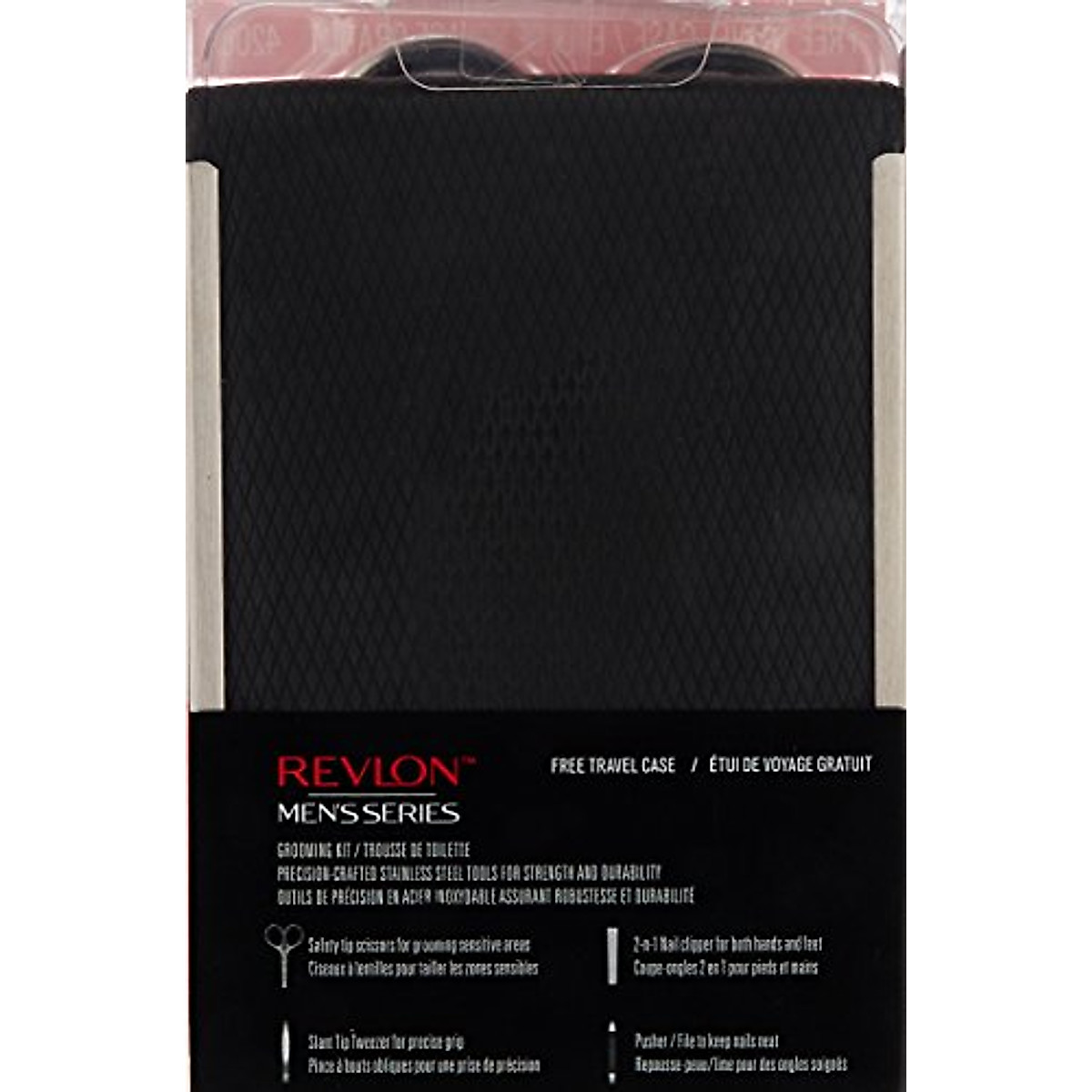 Men's Grooming Kit by Revlon, Nail Clipper, Safety Grooming Scissors, Nail File & Tweezers, High Precision Hair Removal Tools, Stainless Steel (Pack of 1)