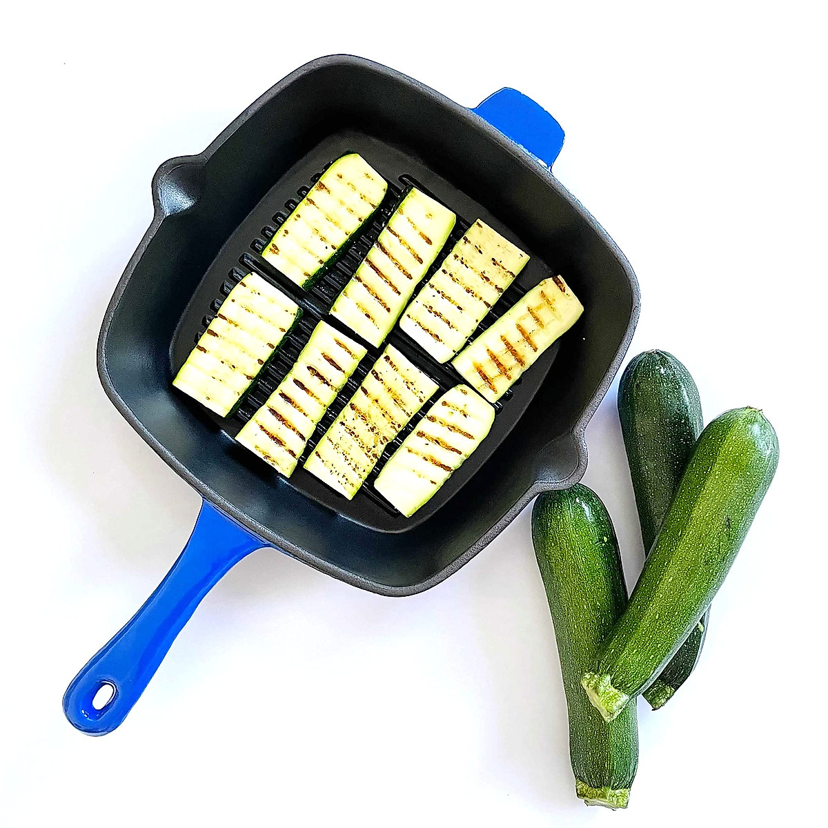 Jean-Patrique Professional Square Cast Iron Skillet Griddle Pan - 25cm | Non-stick, non-toxic surface for healthier cooking. Pre-seasoned and ready to use | From