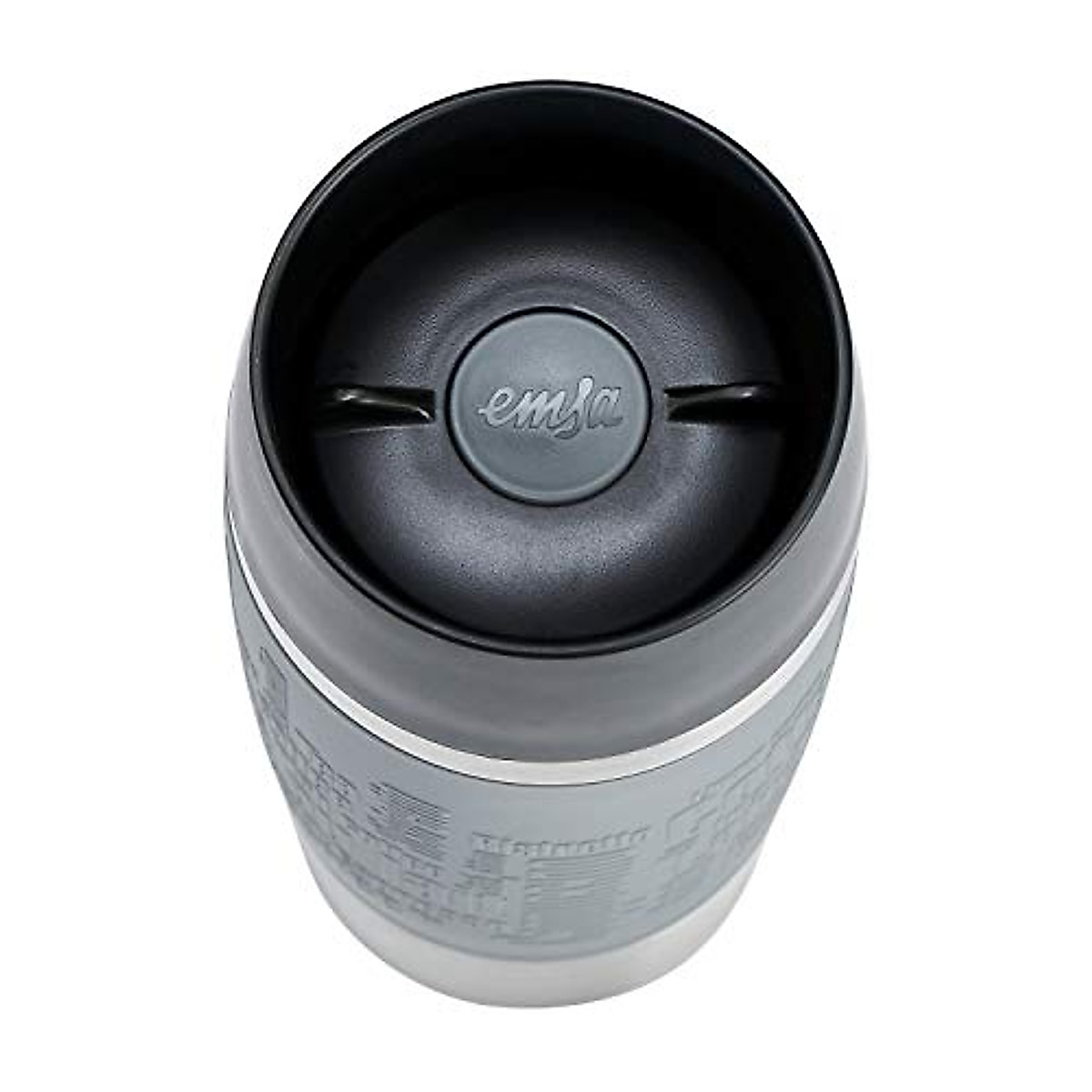 Emsa N20131 Travel Mug Thermo/Insulated Stainless Steel 0.5 Litres Hot 4 Hours Cold 8 Hours BPA Free 100% Leak Proof Dishwasher Safe 360° Drinking Opening Grey