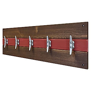 Cape May Boat Cleat Clothing, Coat or Towel Rack, Nautical Home Decor, Coat Hooks - Available in 20 Colors - Shown in Special Walnut and Sundried Tomato Red - HANDMADE IN THE USA