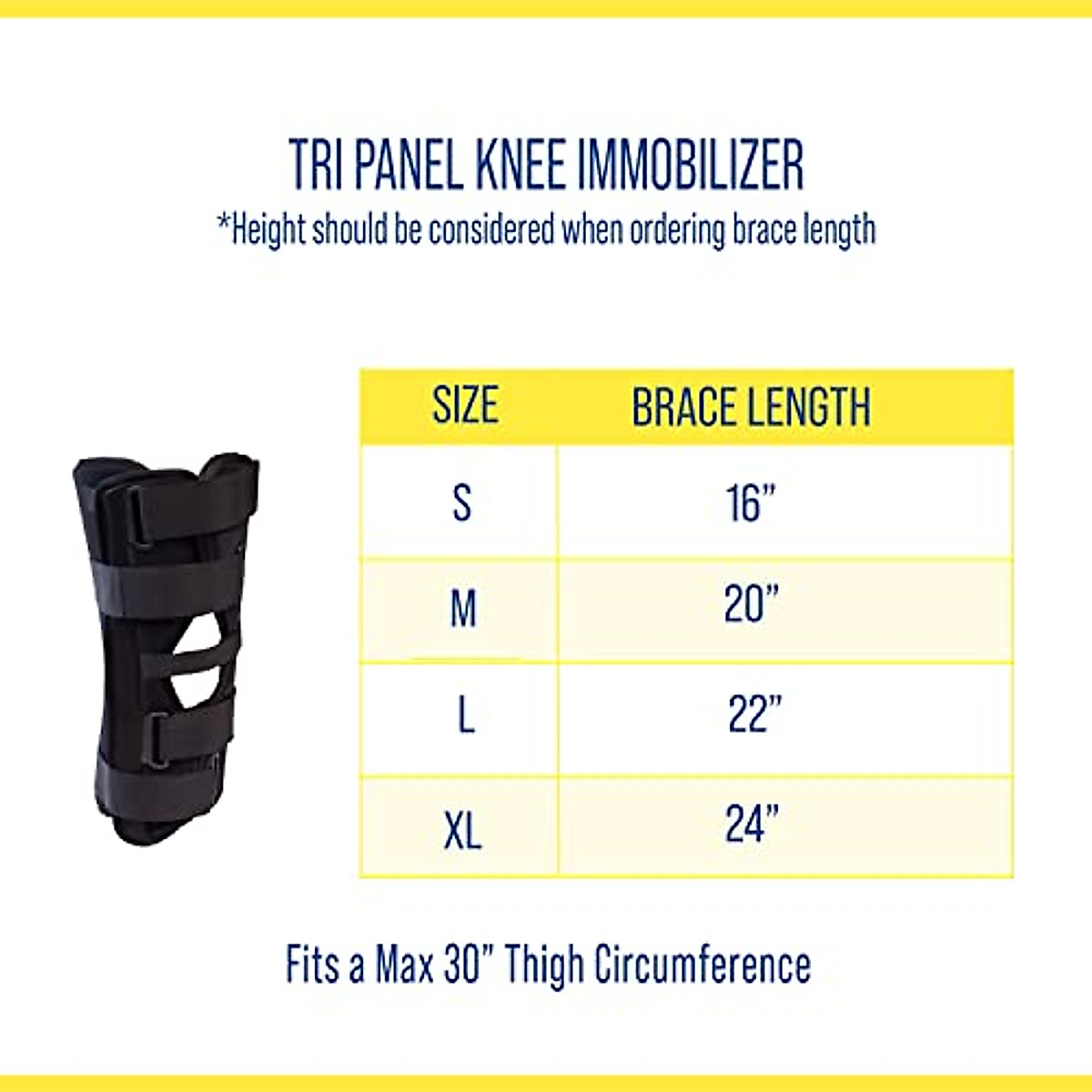 Tri Panel Knee Immobilizer Brace for Collateral Ligament Sprain, Patellar Stabilization, Osteochondral Fractures, ACL, PCL, MCL, LCC Injuries, Post-Op Knee Brace for Knee Pain and Immobilization