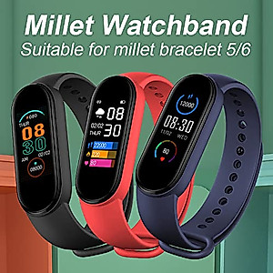 SPORTIMES Suitable for MI Band 5&6, 3 Pieces soft silica gel to replace the watchband, Adjustable Replacement Sports strap.