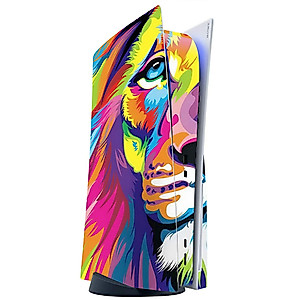 ITS A Skin Skins Compatible with Sony Playstation 5 Console Disc Edition - Protective Decal Overlay Stickers wrap Cover - Colorful Lion Abstract Paint