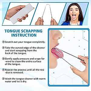 Yashika Enterprises Tongue Scraper with 2 Travel Cases, Reduce Bad Breath, 100% Stainless Steel Tongue Cleaners, Tongue Scrapers Fresher Breath in Seconds Pack of 2