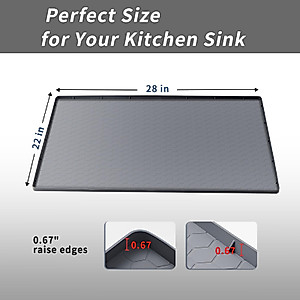 Under Sink Mat, 28'' x 22'' Silicone Under Sink Mat for Kitchen Waterproof, Under Sink Tray, Under Sink Liner for Kitchen Bathroom Cabinet (Gray)
