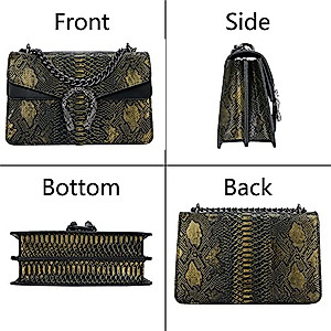 HUNDBRIGHT Satchel Purses and Shoulder Bag for Women - Fashion Print PU Leather Handbag Chain Strap Crossbody Bag (Z-Bronze)
