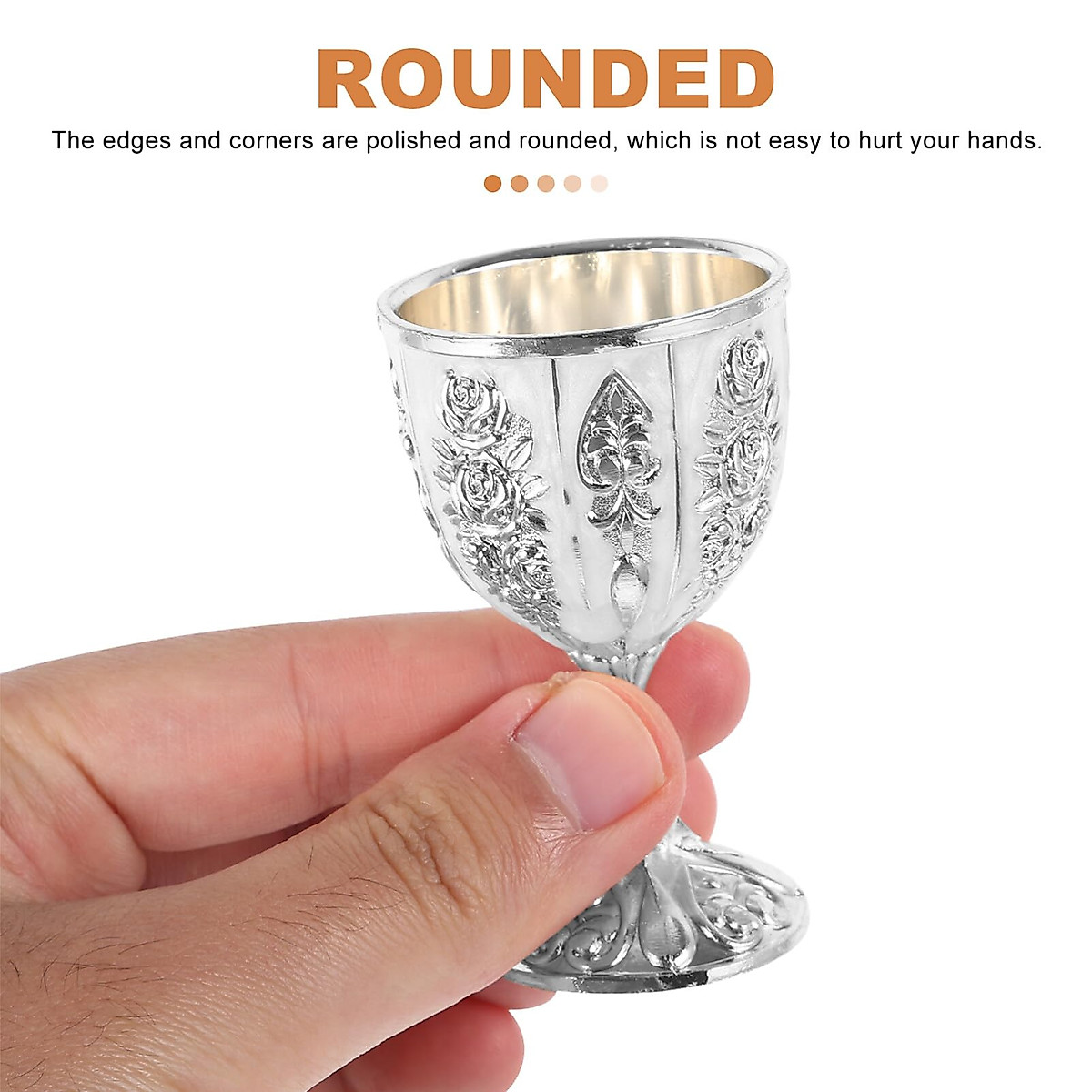 ULTNICE Chalice Goblet Cups Vintage Sliver Chalice of King Arthur Medieval Gothic Goblet Sculpture Metal Liqueur Goblet For Home Bar Wedding (2.76x1.38x1.54inch/7x3.5x4cm)