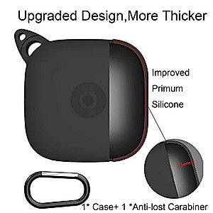 Anti Lost Carrying Protective Silicone Replacement Case for Beats Powerbeats Pro 2019 Full Body Protection Shockproof Powerbeats Charging Case Skin and Cover with Carabiner Black