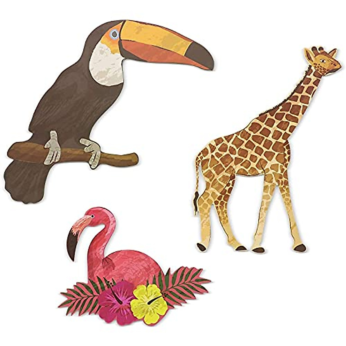 Jungle Animal Safari Paper Cutouts for Home and Party Decor (12-Count)