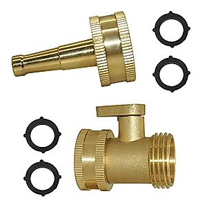 Hooshing Heavy Duty Brass Jet Nozzle High Pressure Jet Sweeper Sprayer Nozzle with Garden Hose Shut Off Valve 3/4" GHT Connector
