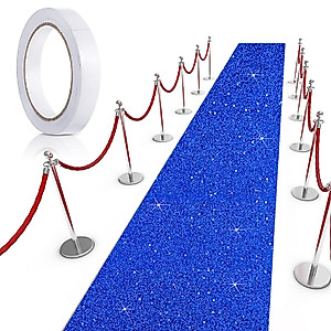 Tatuo Carpet Runner Runway Rug 55 gsm Thickness with Carpet Tape for Wedding graduation party Outdoor indoor Hallway Rug(Glitter Dark Blue, 2.46 x 30 Feet)