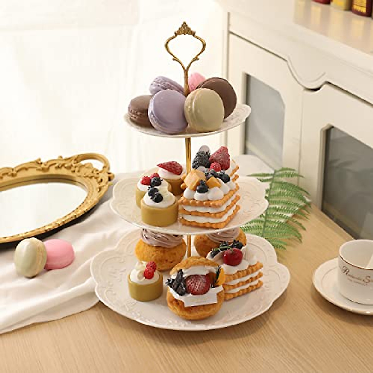 ShellKingdom 2 Pack Cupcake Stand, 3 Tier Serving Tray Cupcake Dessert Candy Fruit Display Holder for Wedding, Christmas, Baby Shower Birthday Tea Party (Round)