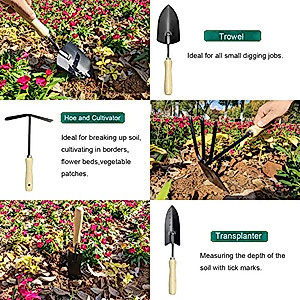 Garden Tool Set Heavy Duty Gardening Tools,13 Piece Alloy Steel Hand Tool Starter Kit with Garden Bag,Trowel, Hand Weeder, Cultivator, Outdoor Tool with Ergonomic Non-Slip Handle Gardening Gift Women