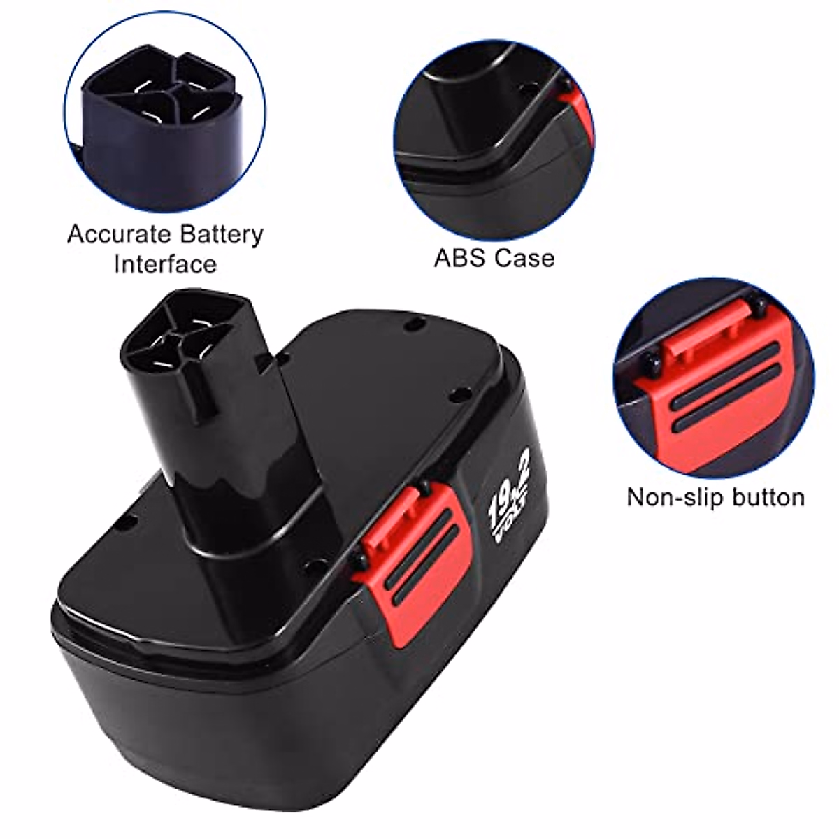 3.6Ah Ni-Mh 19.2V Replacement Battery Compatible with Craftsman 19.2 Volt Battery Diehard C3 130279005 130279003 315.113753 315.115410 315.11485 1323903 1323517 11375 11376 Cordless Power Batteries