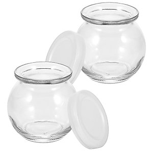 Hemoton 2pcs spherical pudding bottle glass honey bottles glass candy jars yogurt jars with caps yogurt storage glasses nuts jars mason jar glasses glass pudding jars with cover plastic