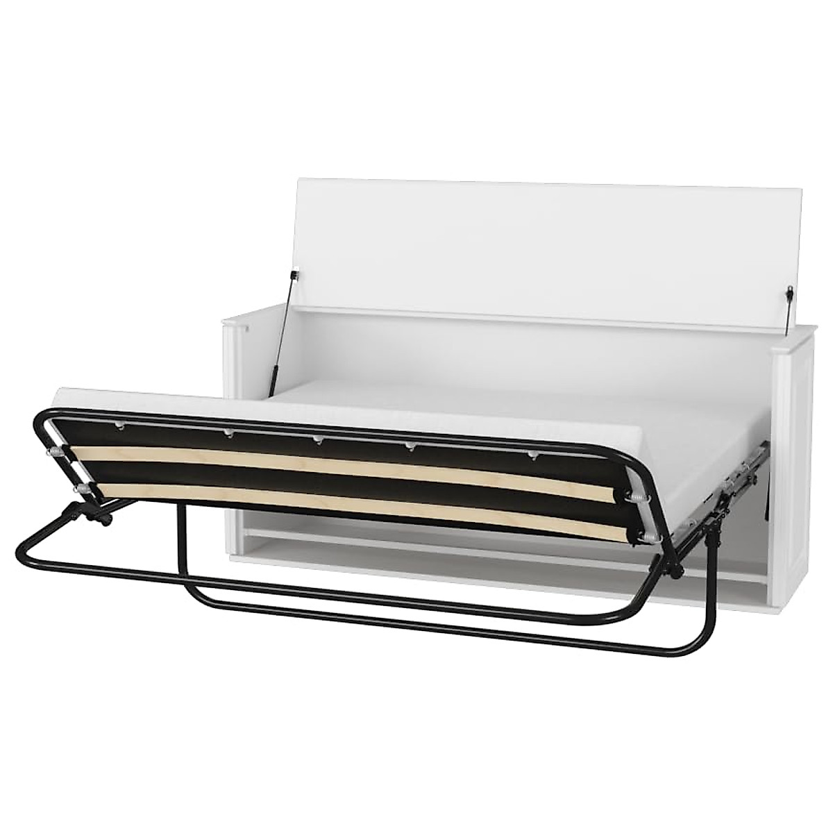 Leto Muro Orion Console Bed | Murphy Cabinet Bed Queen with Mattress Perfect for Guest Bed | Space-Saving Furniture Hide A Bed (White)