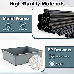 Giantex Free Standing Closet Organizer, Heavy Duty Garment Rack with 6 Removable Drawers, 3 Open Shelves, 2 Shoe Racks, 1 Hanging Rod & 1 Hook, Metal Clothing Rack for Bedroom & Cloakroom (Grey)